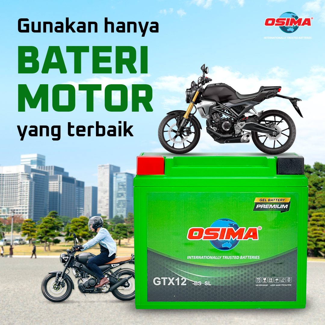 OSIMA BATTERY BATERI MOTORCYCLE GTX12-BS YTX12-BS VERSYS NAZA BLADE 650 ...