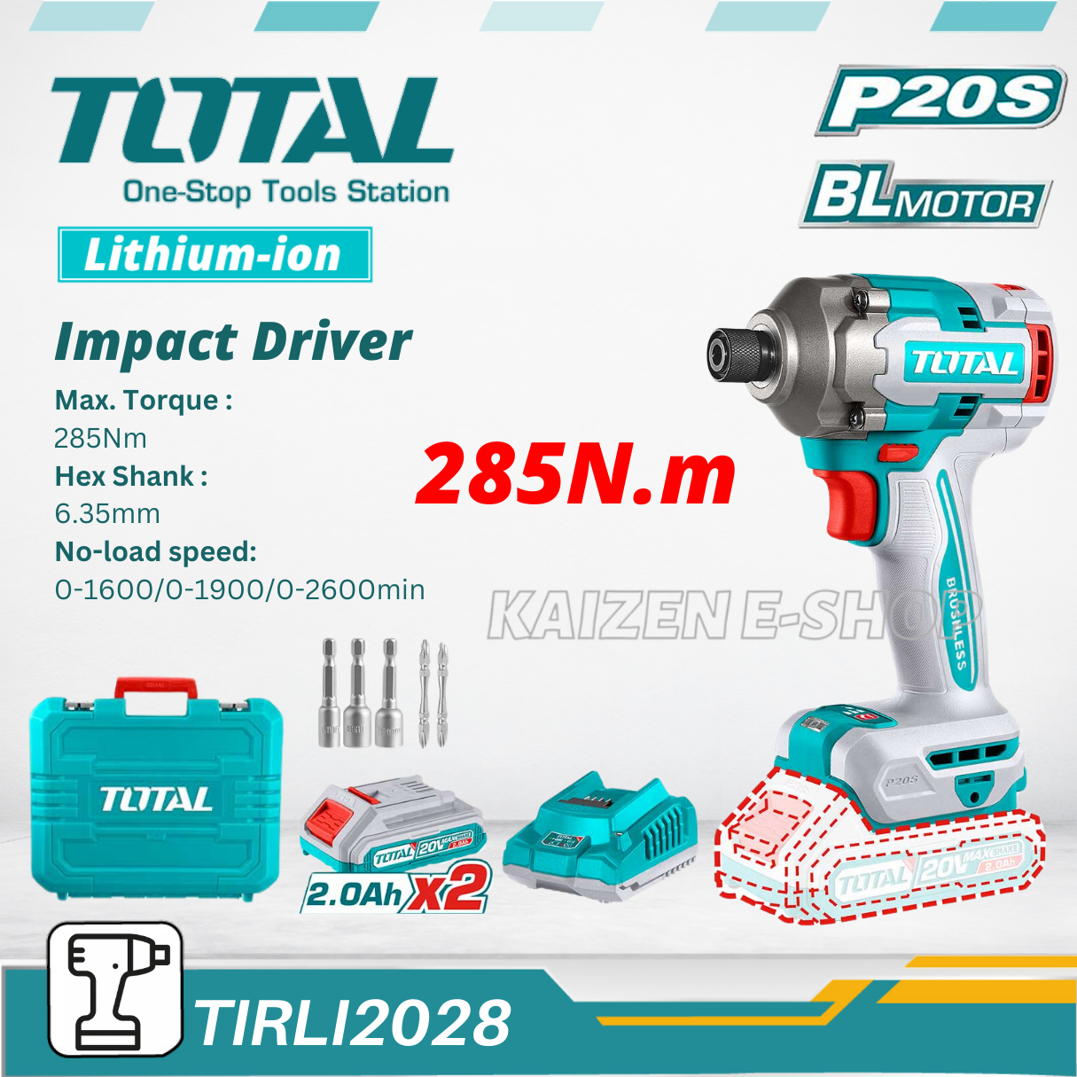 TOTAL TIRLI2028 20V Li-ion Cordless 285NM Impact Driver ( Replacement ...