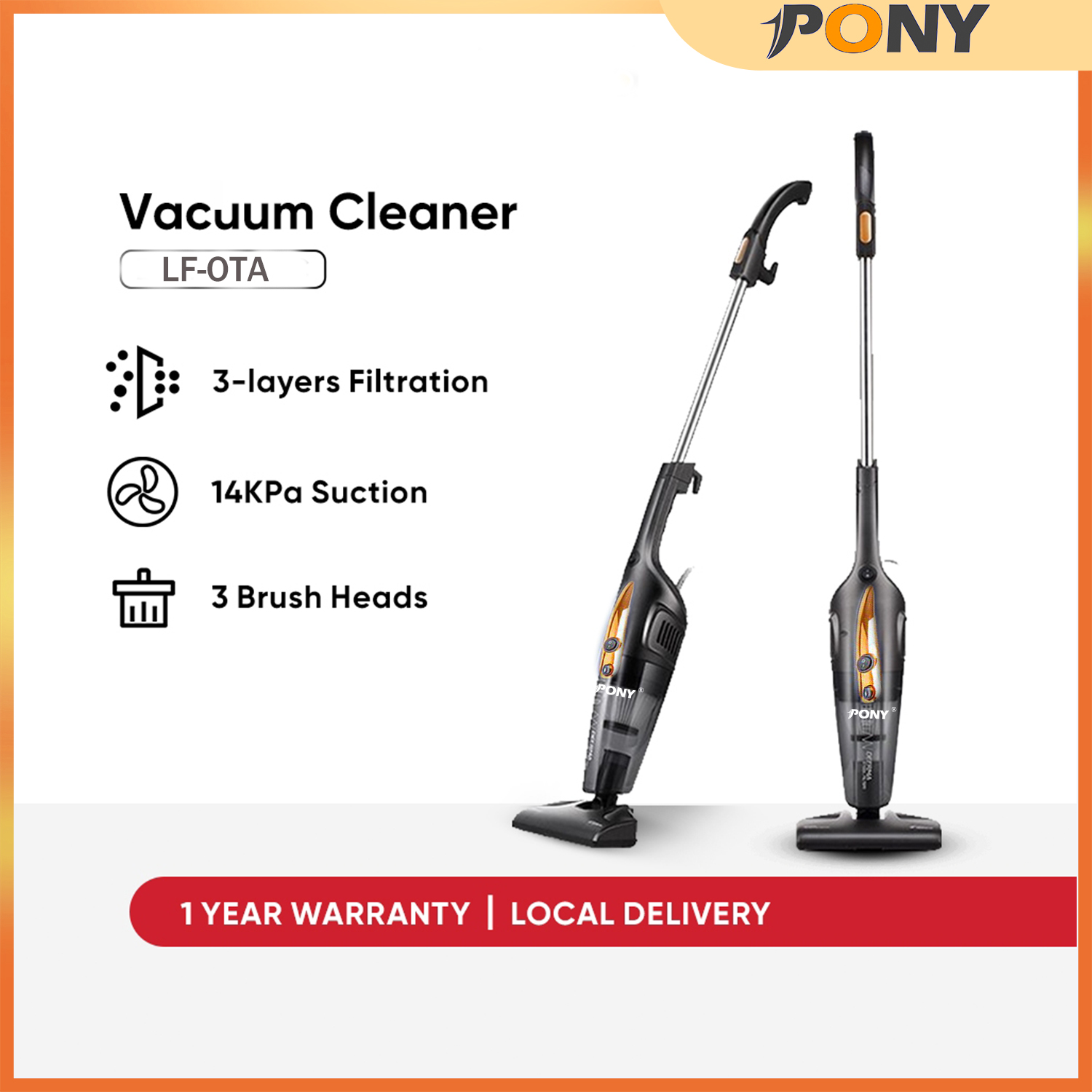 PONY 15000PA 3-in-1 Vacuum Cleaner Corded Handheld for both household ...