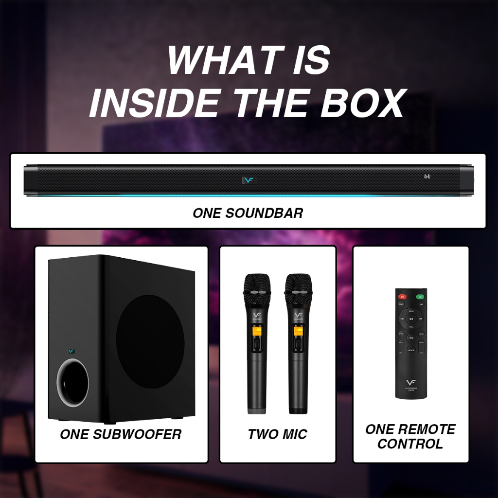 Vinnfier Hyperbar 3300 AUX BT HDMI USB Optical Subwoofer (460W ...