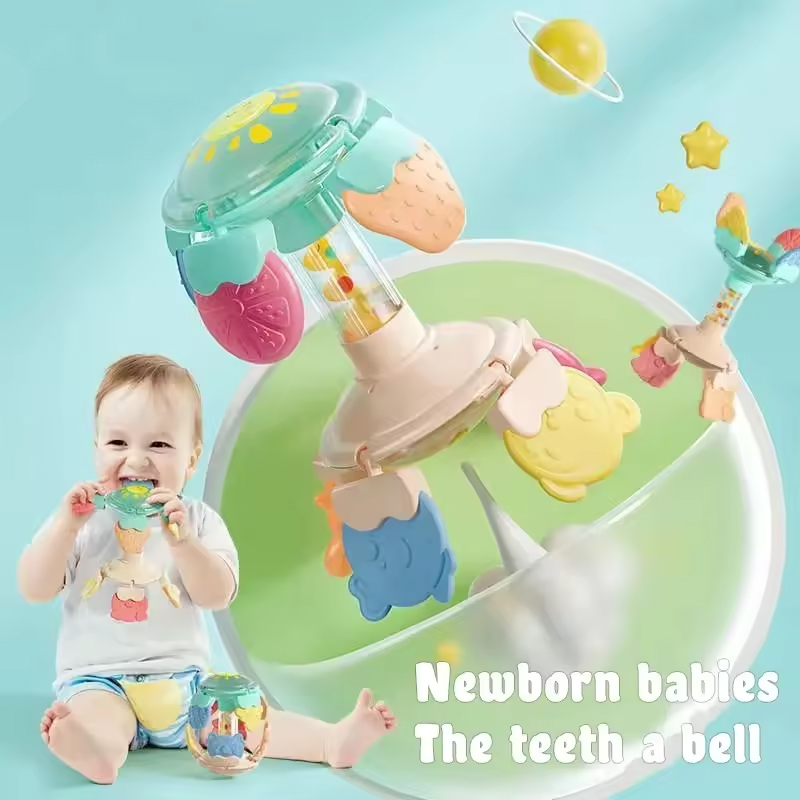 Newborn Toys Baby Rattle Handbell Teether Sensory Toys Activity Toy 3 ...