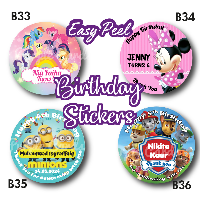 Birthday Sticker / Thank You Sticker Label Printing / Hari Jadi ...