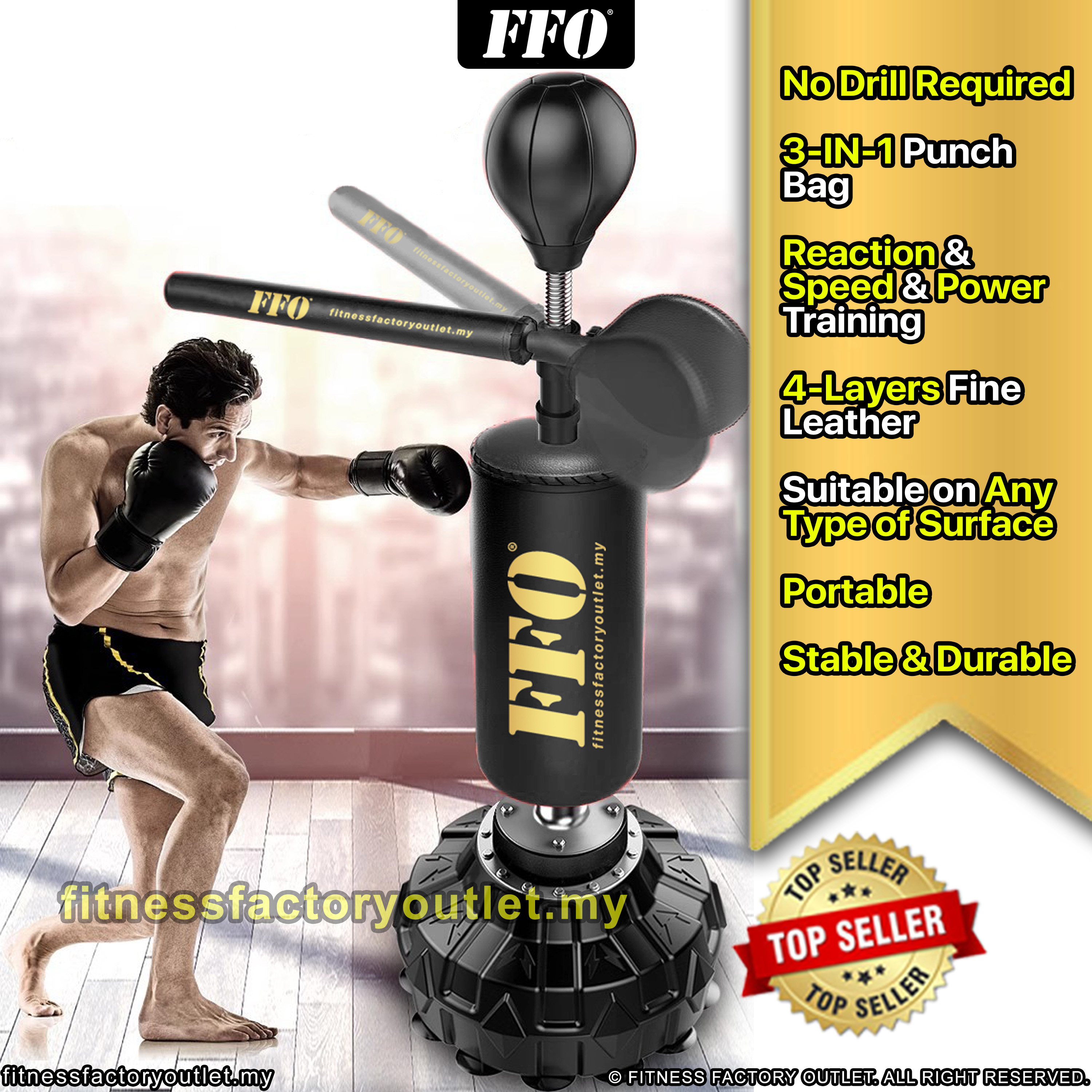 FFO Standing Punch Bag Reflex Spinning Bar Rotate Speed Ball Reaction ...