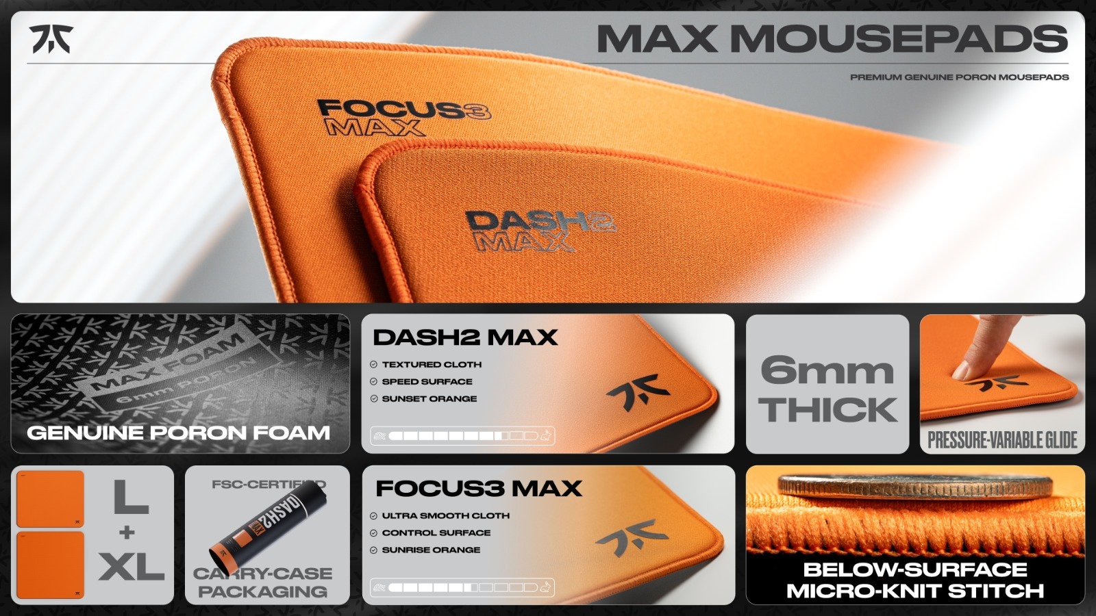 # Fnatic Gear Max Series [DASH2 / FOCUS3] Premium 6mm Poron Esports Mousepads # | Shopee Malaysia