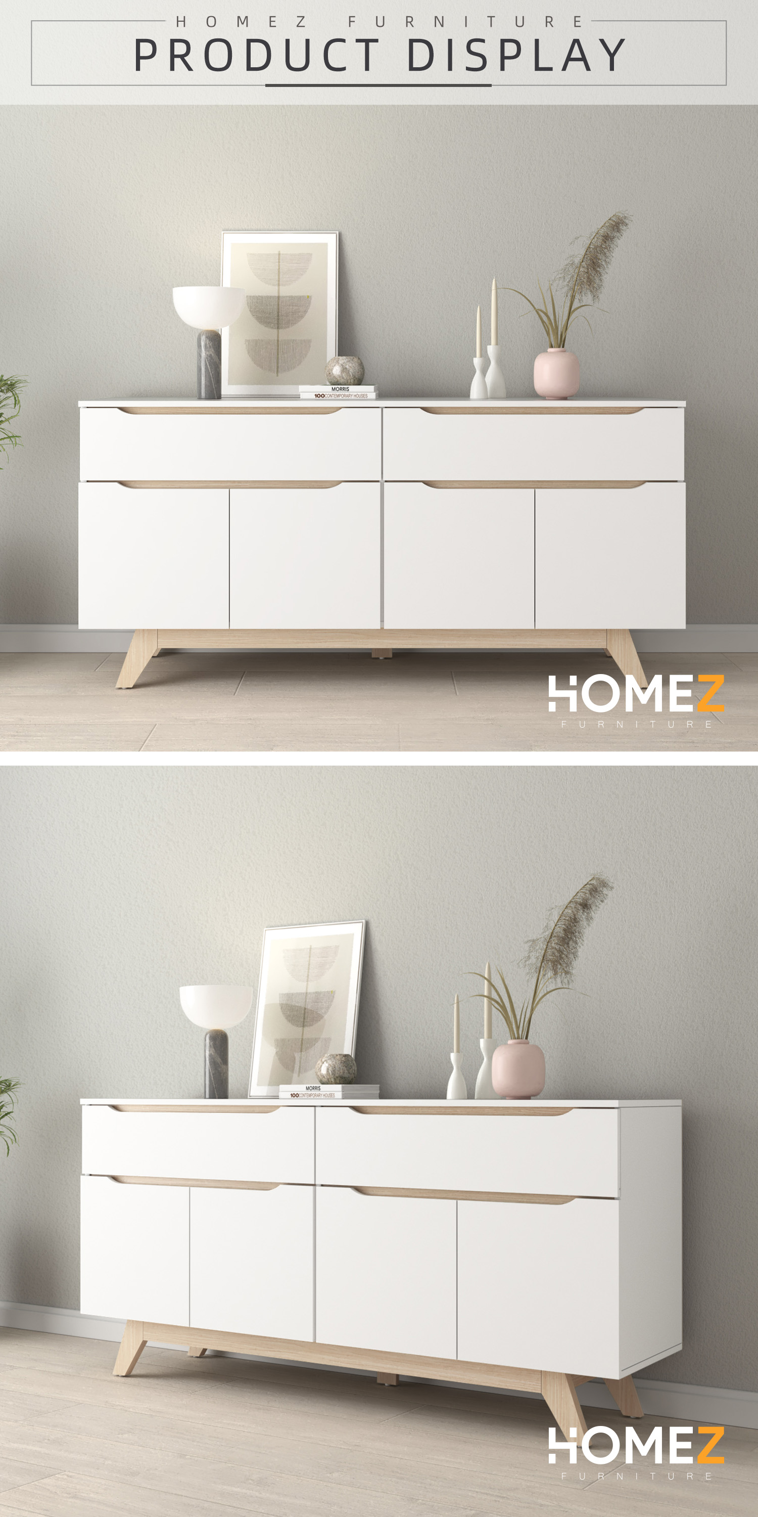 [FREE Shipping] Homez Simona Series Display Cabinet Particle Board 2 ...