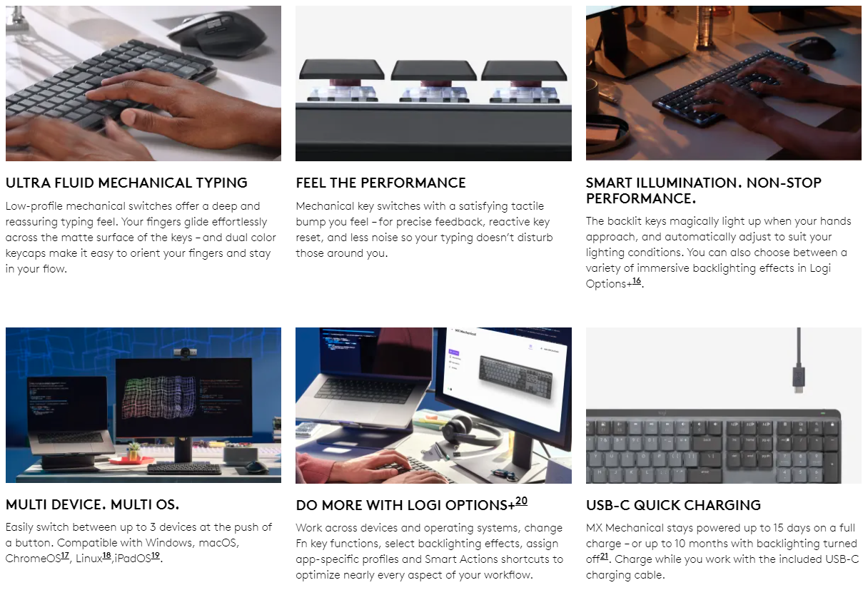LOGITECH MX MECHANICAL WIRELESS ILLUMINATED PERFORMANCE KEYBOARD WITH ...