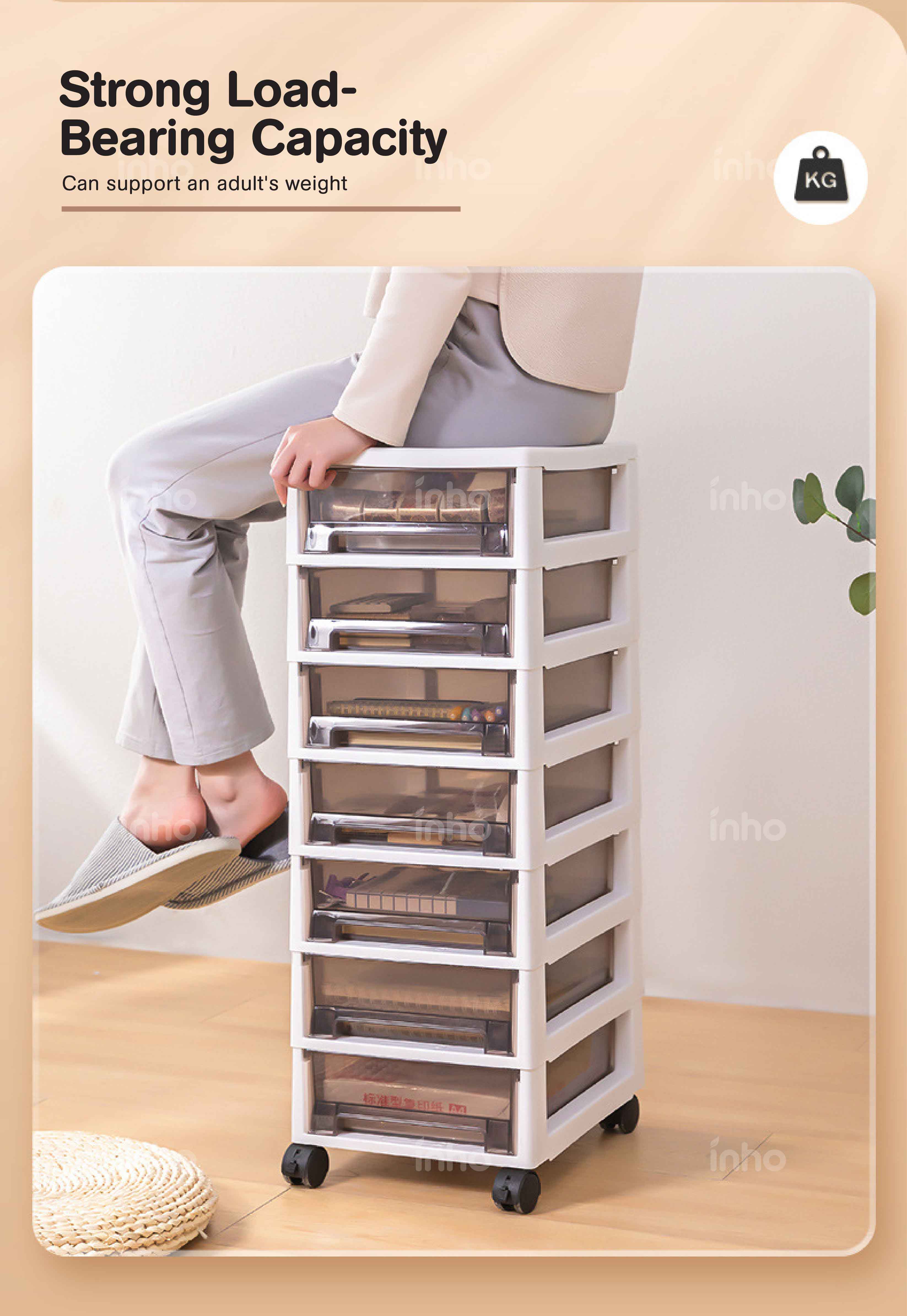 INHO L27cm (5-10 Layers) Versatile Movable Office Home Trolley Drawer ...
