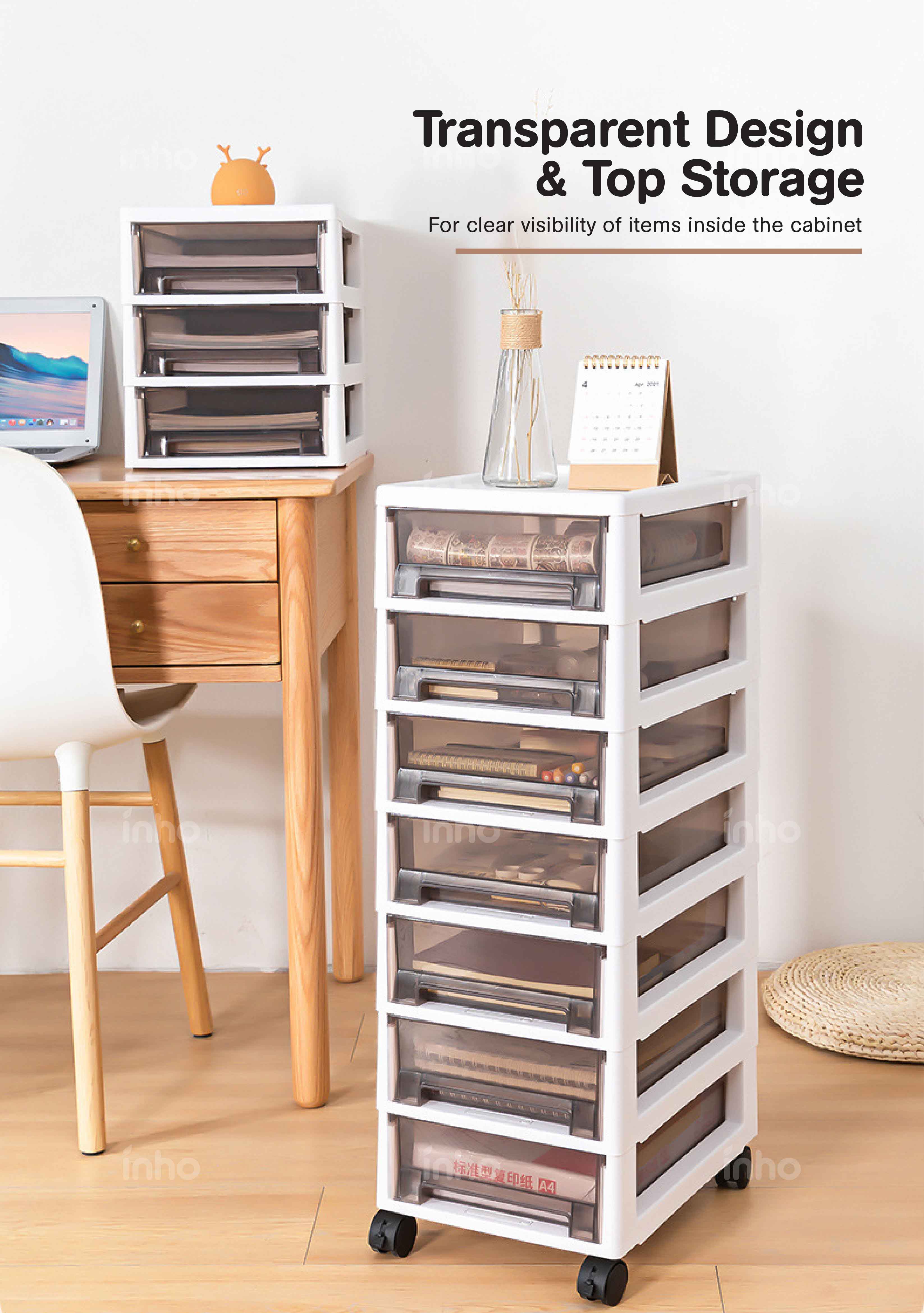 INHO L27cm (5-10 Layers) Versatile Movable Office Home Trolley Drawer ...