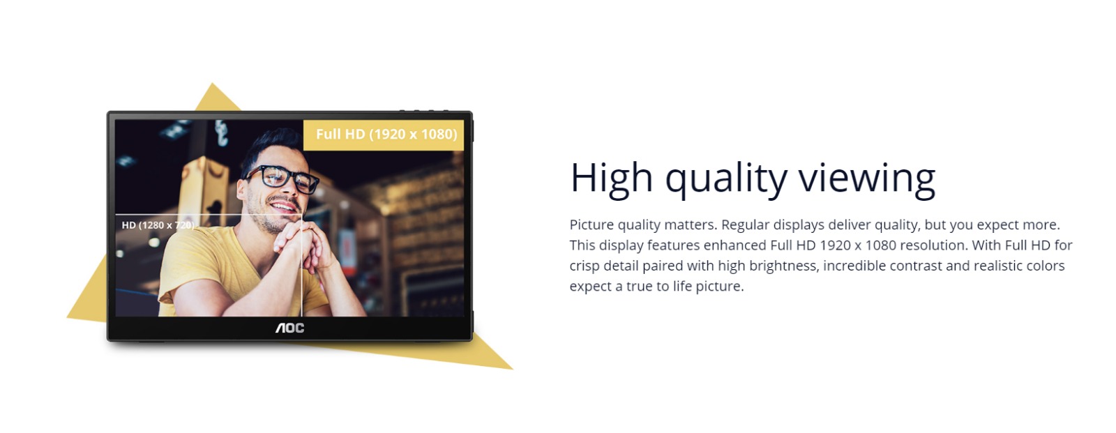 AOC PORTABLE MONITOR 16T3E 15.6" 1920X1080 FHD IPS PANEL, 4MS 60HZ, USB ...