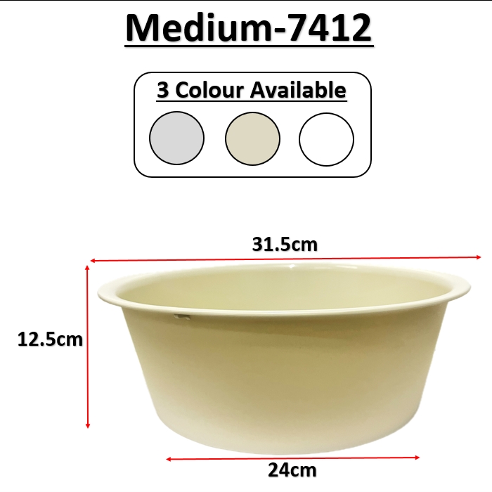 Roomy Round Basin/ Besen Plastik/ Round Plastic Wash Basin / Basin Cuci ...