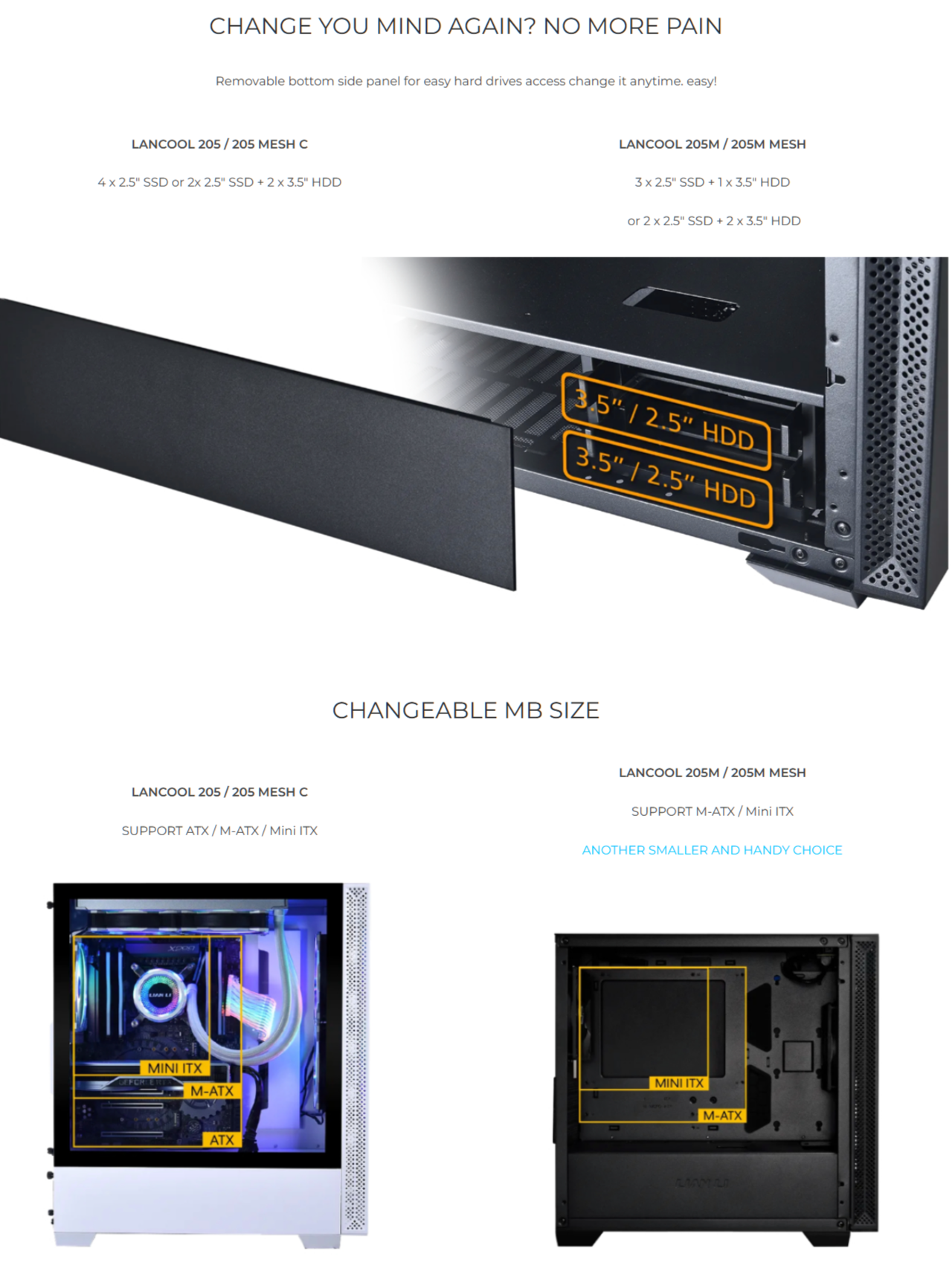 LIAN LI Lancool 205 Mesh C TG ATX Chassis - Black / White / Pink ...