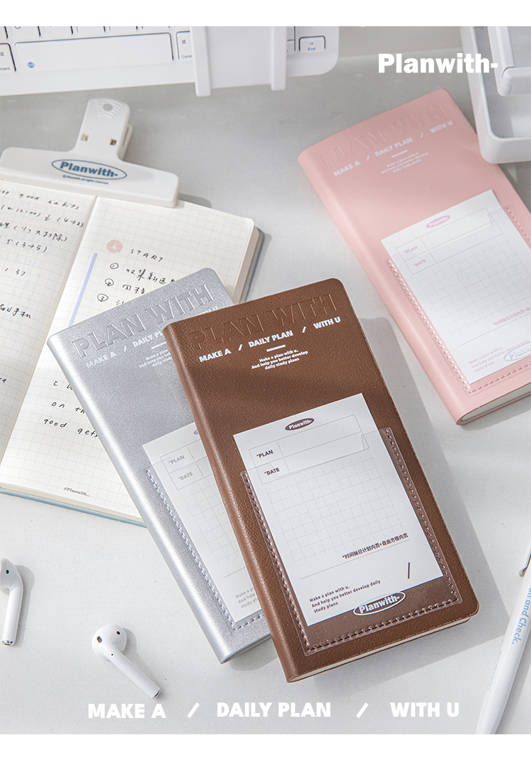 INS Planwith 48K PU Leather Cover Planner To-do-list Timeline Grid Schedule Notebook School ...