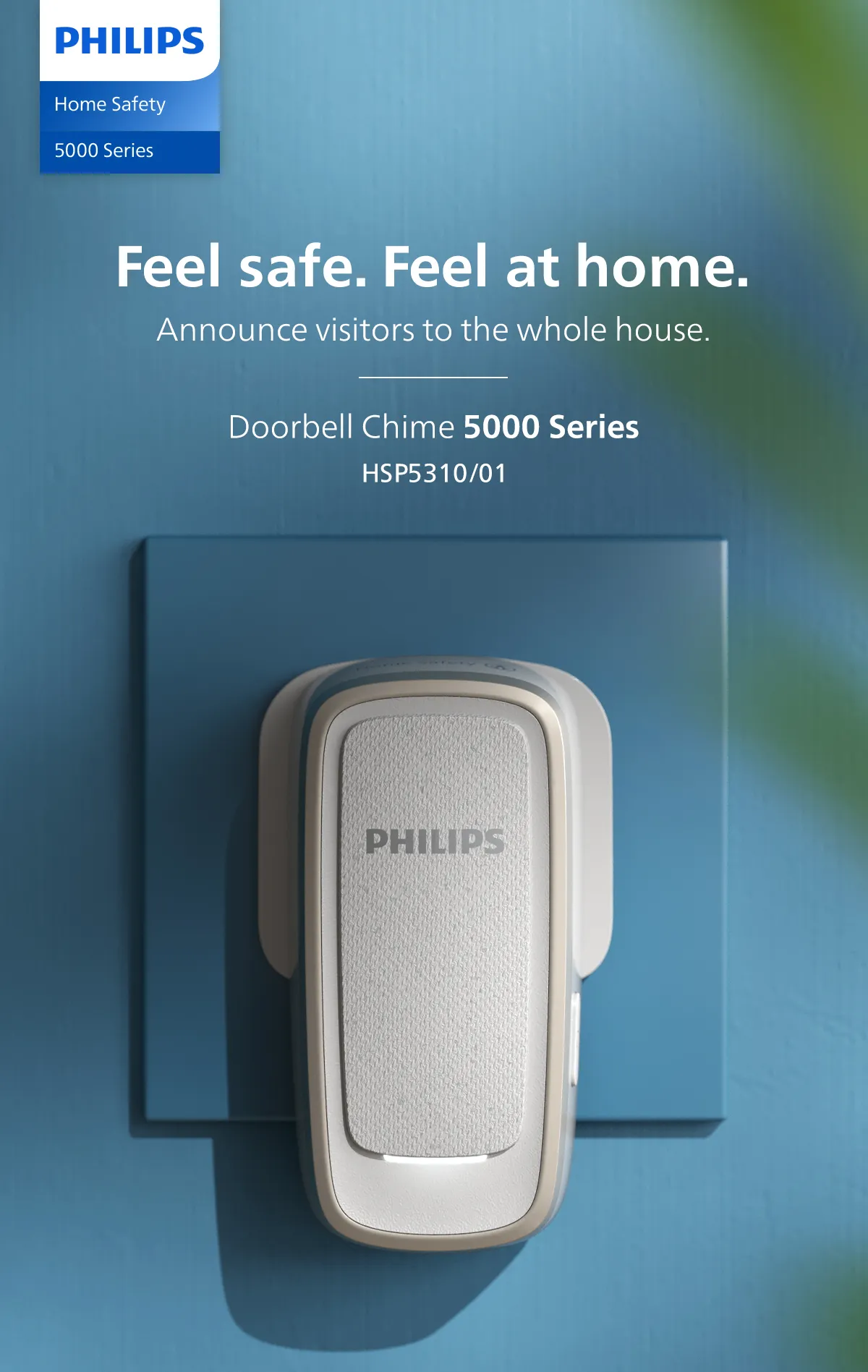 PHILIPS Home Safety Doorbell Chime 5000 Series HSP5310/01 Pairs with ...