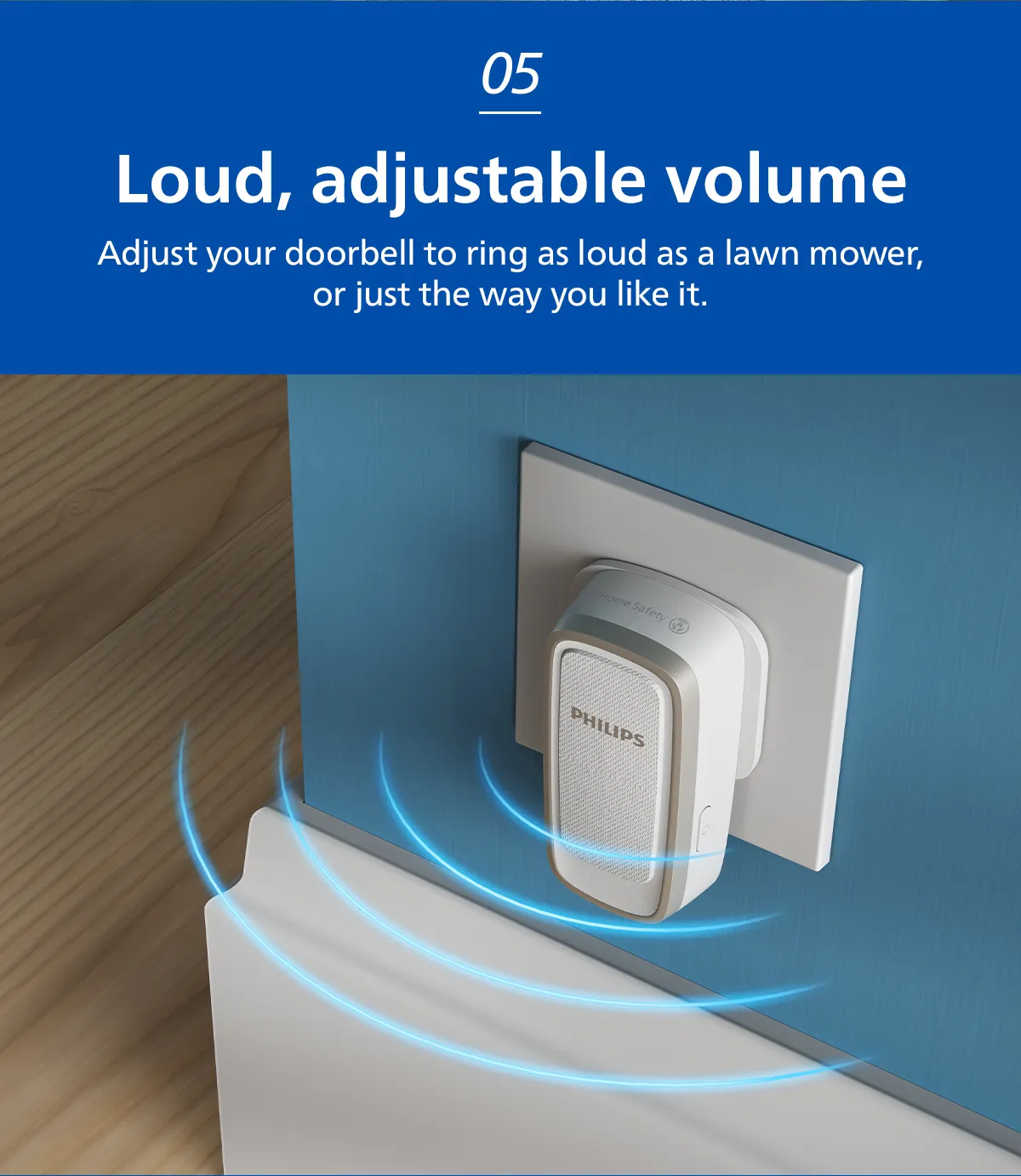 PHILIPS Home Safety Doorbell Chime 5000 Series HSP5310/01 Pairs with ...