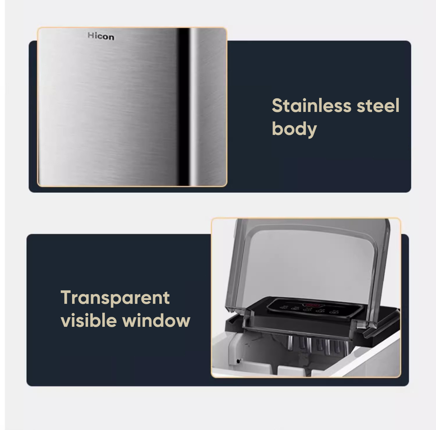 Hicon mesin pembuat ais Stainless steel Mini Electric Ice Maker 16AT ...