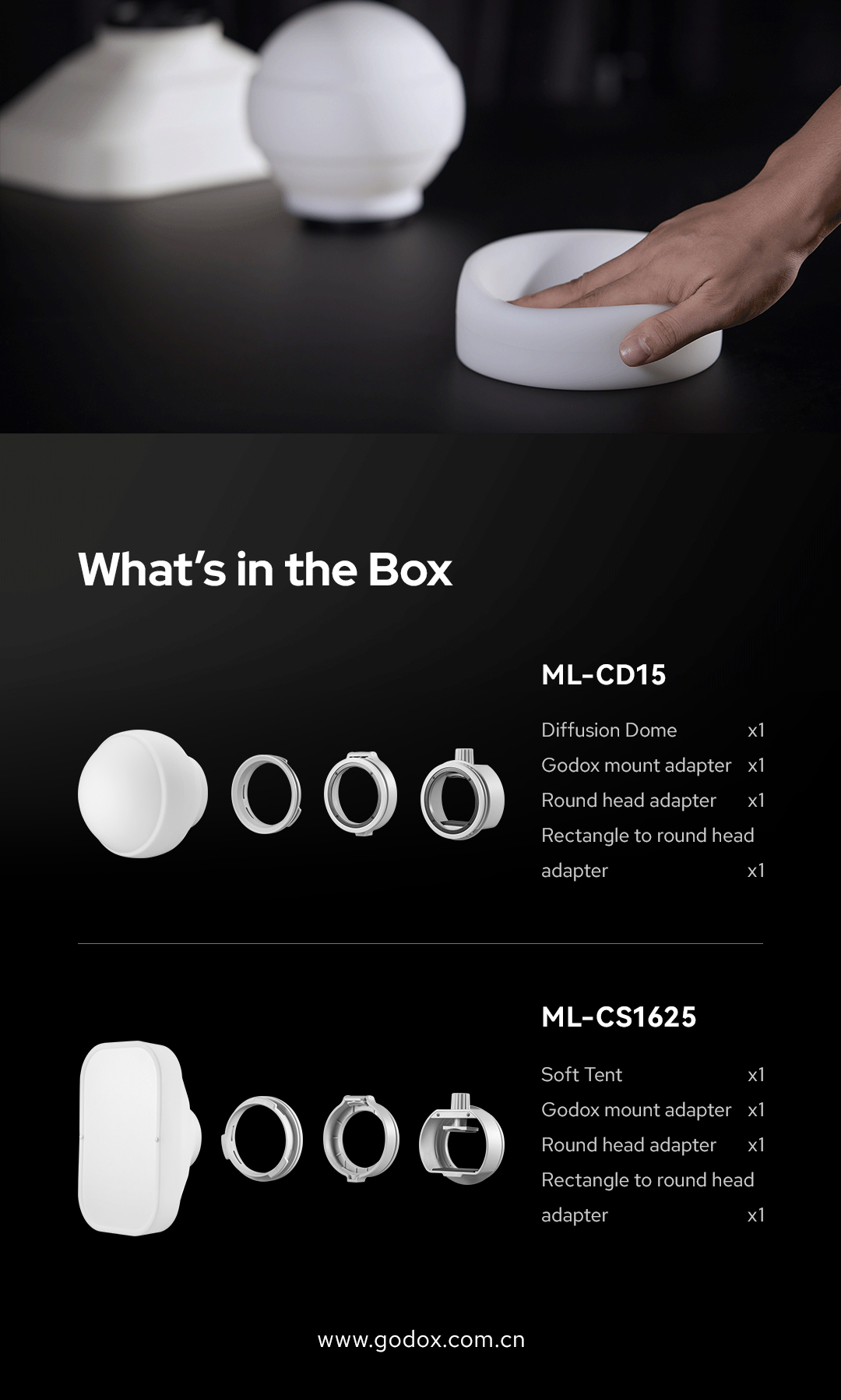 Godox ML-CD15 / ML-CS1625 Silicone Diffuser Ball Gel Dome Kit Soft box ...