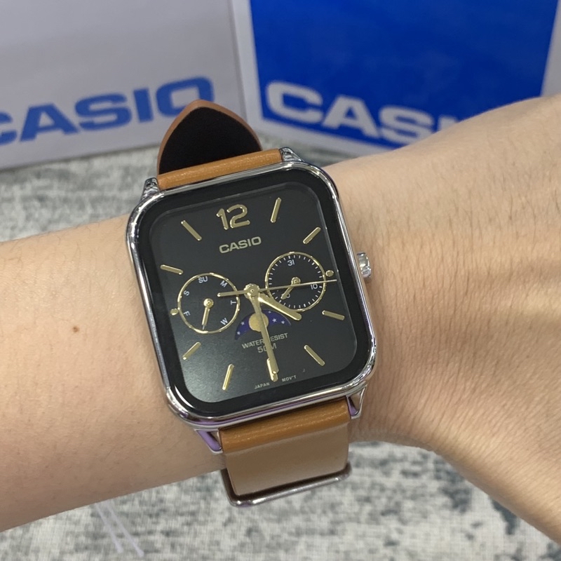 100% ORIGINAL CASIO MTP-M305 Series Stainless Steel & Leather Strap ...