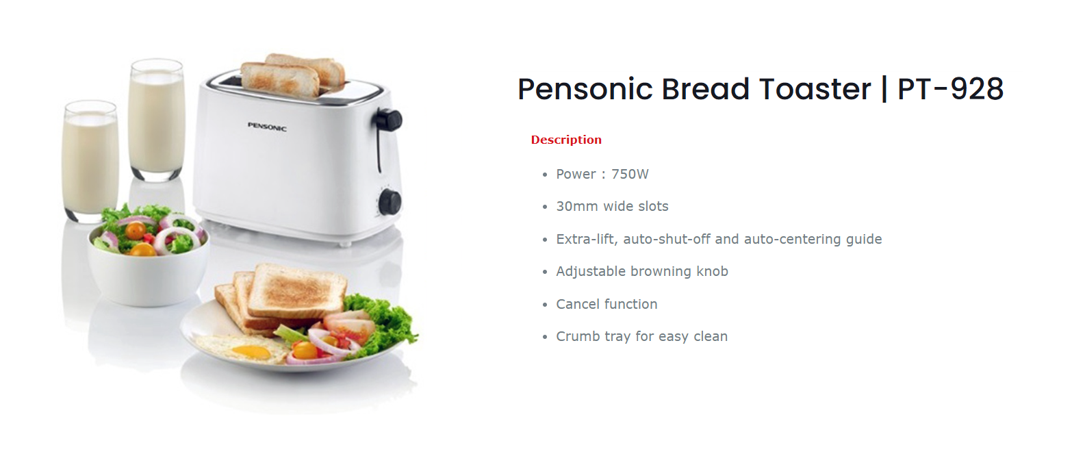 Pensonic 2 Slices Bread Toaster Pembakar Roti Murah 烤面包机 PT-928 / PT928 ...
