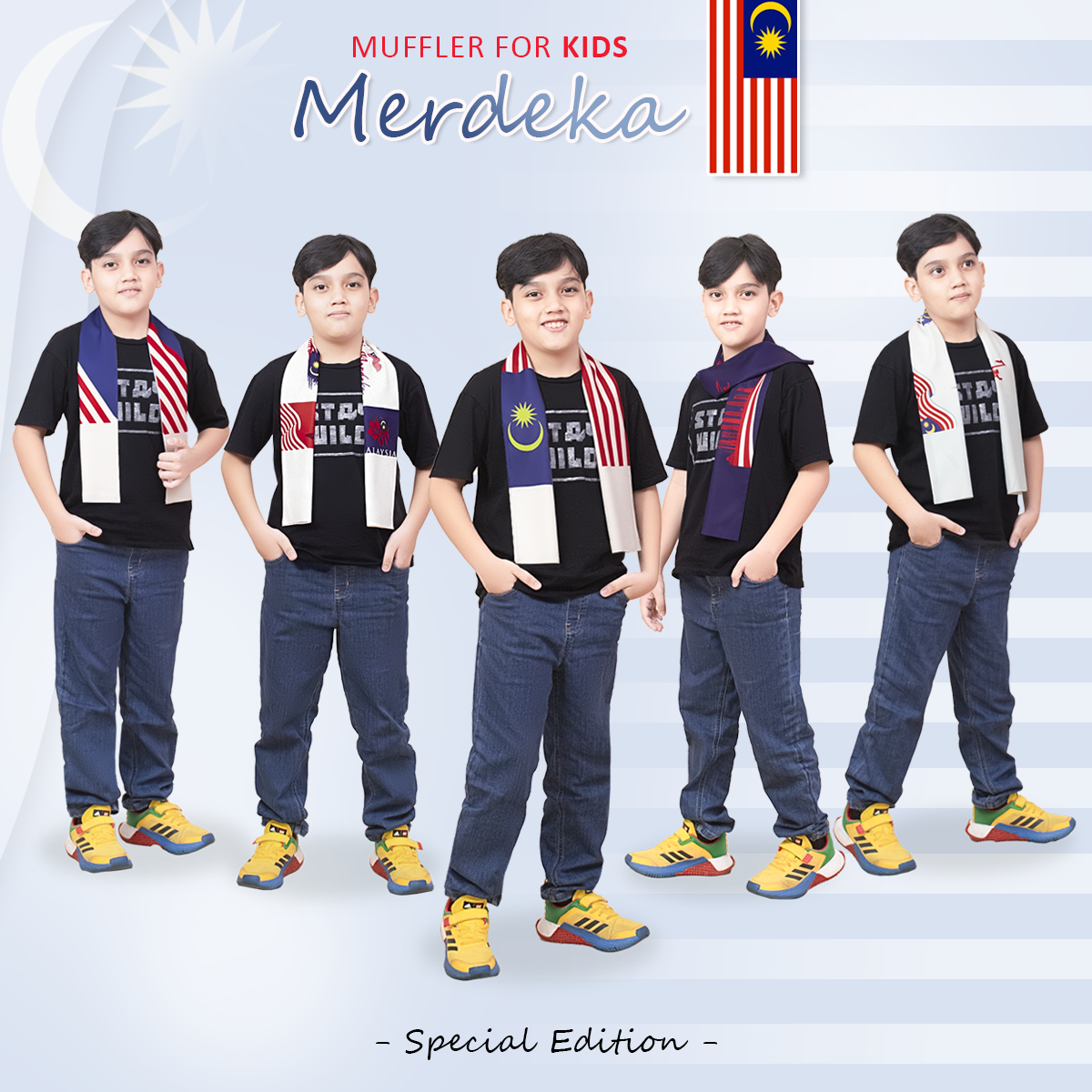 Muffler Scarf Merdeka unisex Kids Moden Viral Merdeka 2024 Stylish ...