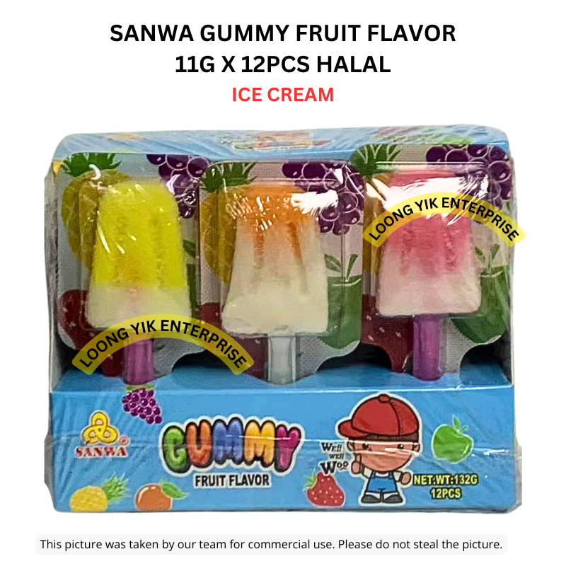 SANWA GUMMY FRUIT FLAVOR 11G X 12PCS HALAL ICE CREAM, BUAH-BUAHAN ...