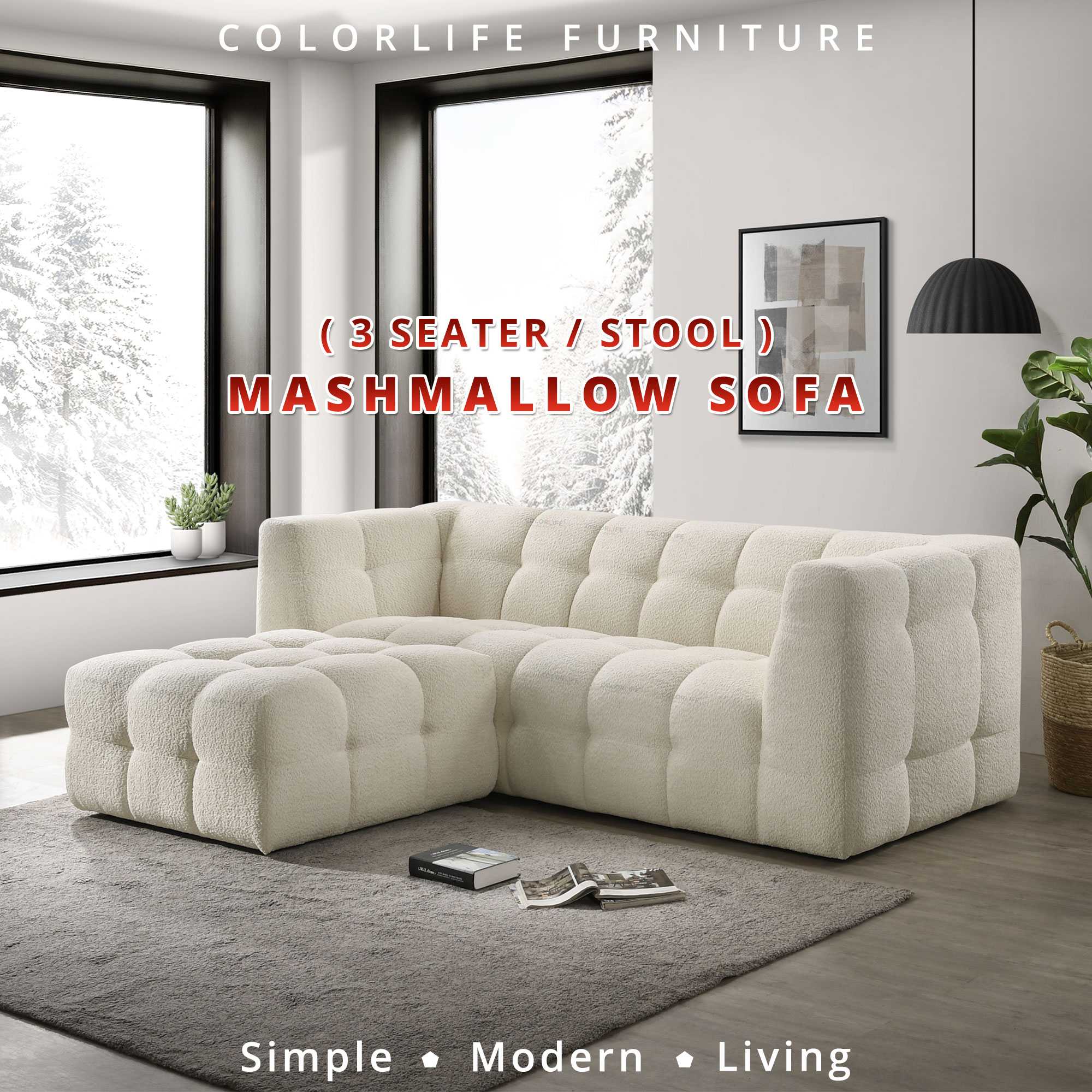 Color Life Mashmallow (2/3/4 Seater) Seater Sofa / Sofa Stool /Sofa Viral / Living Room Sofa ...