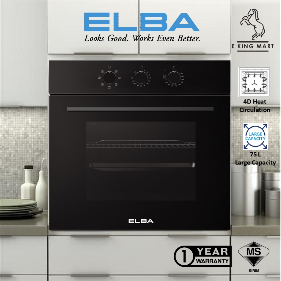 ELBA Built In Oven Electric BIG 75Liter EBO-Q6788(BK) / 67Litre EBO ...