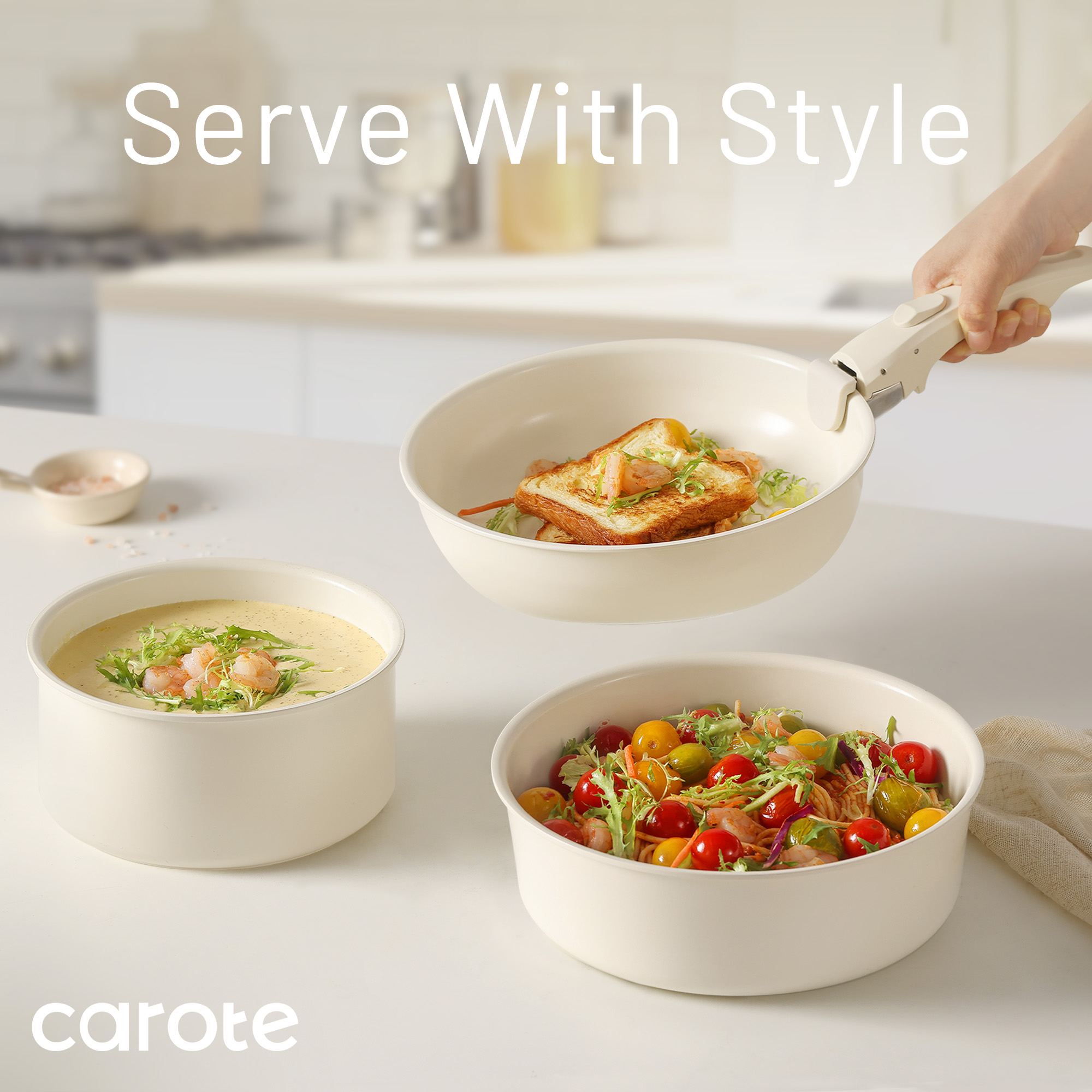 CAROTE detachable Pots and Pans set 7pcs removable handle non stick ...