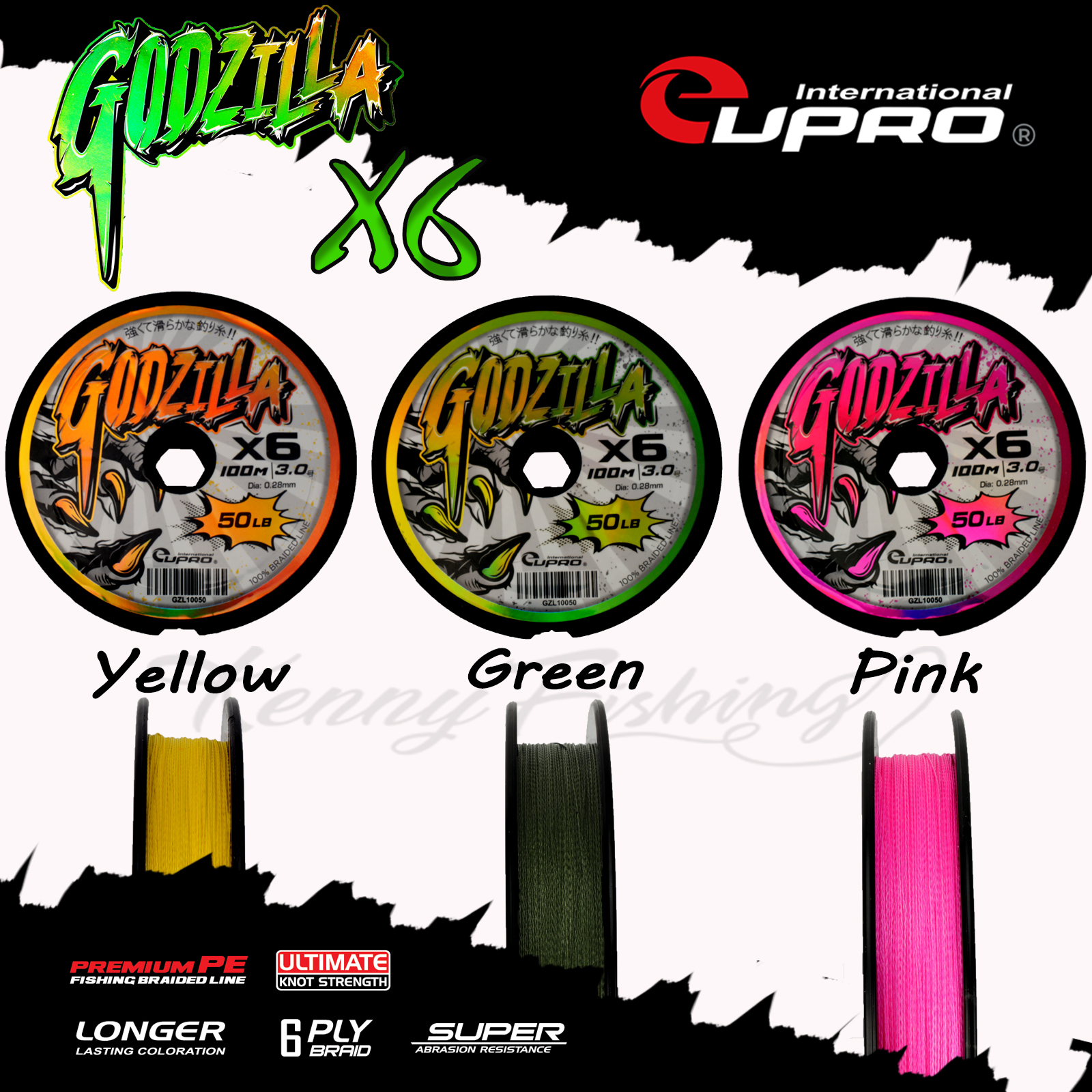 2024 New EUPRO GODZILLA X6 100M 100% Braided Line Braid Fishing ...
