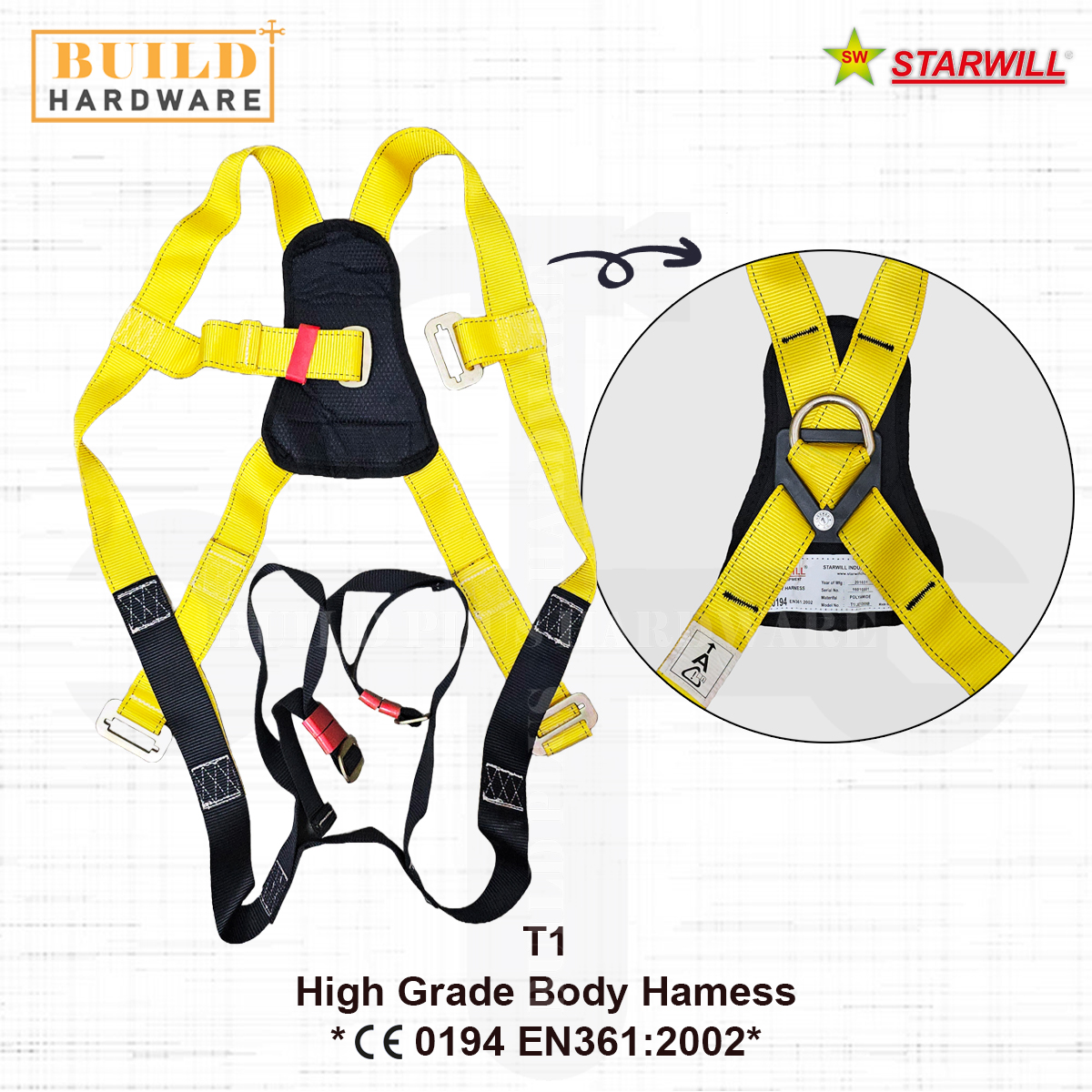 STARWILL Full Safety Body Harness Double Climbing Rope Lanyard Big Snap ...