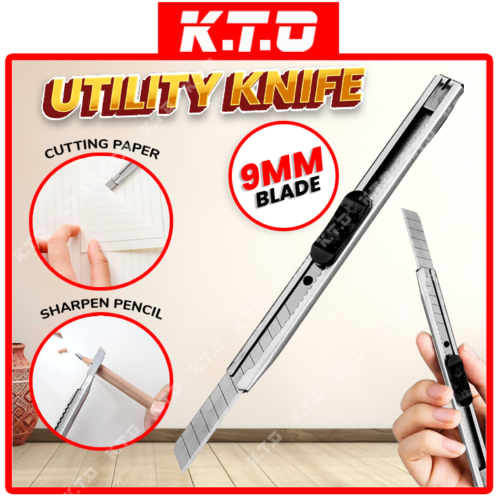 1pcs Stainless Steel Cutter Knife 9mm Blade Small Auto Safety Lock ...