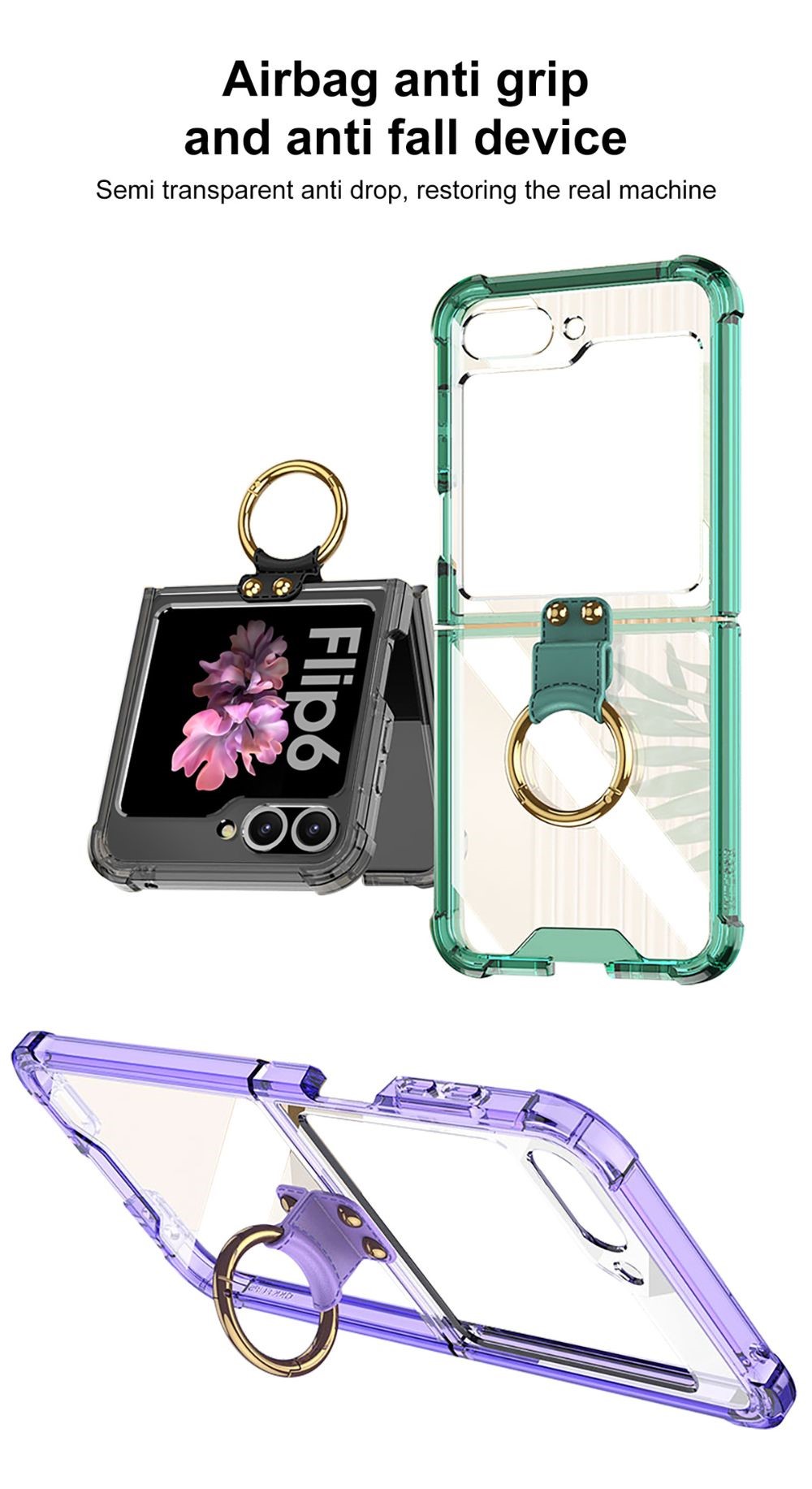 GKK SHATTER RESISTANT Ring Stand Phone Case for Samsung Galaxy Z Flip 3 ...