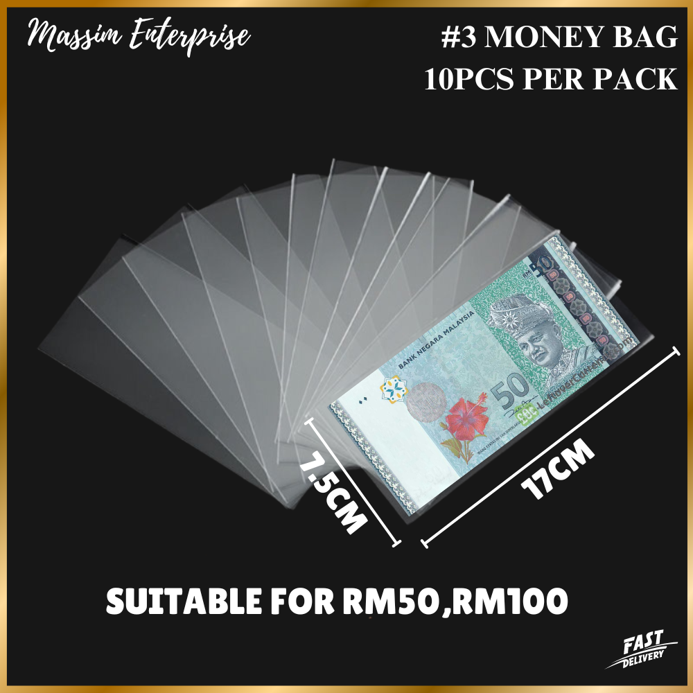 10PCS Money Transparent Bag Money Plastic Opp Beg Plastik Duit Bunga ...
