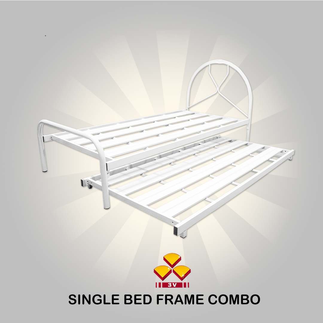 EE HOME 3V Single Size Metal Super Base Bed Frame With Pull Out Bed ...