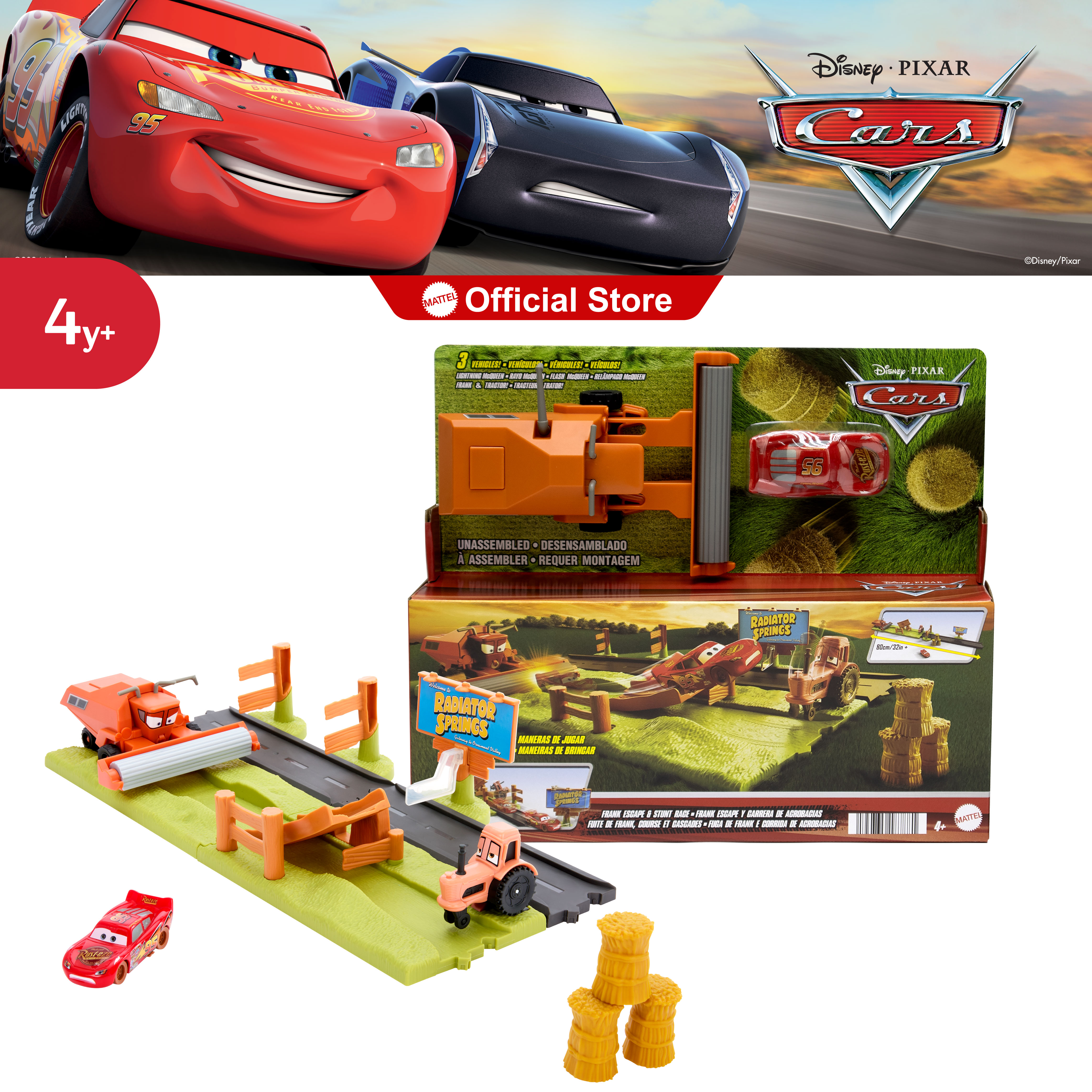 Disney And Pixar Cars Frank Escape & Stunt Race Playset With Lightning ...