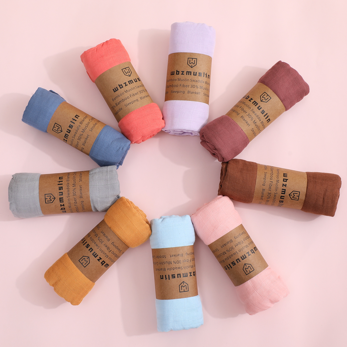 120*120cm Plain Colors Baby Swaddle Blanket Bamboo newborn saiz besar ...