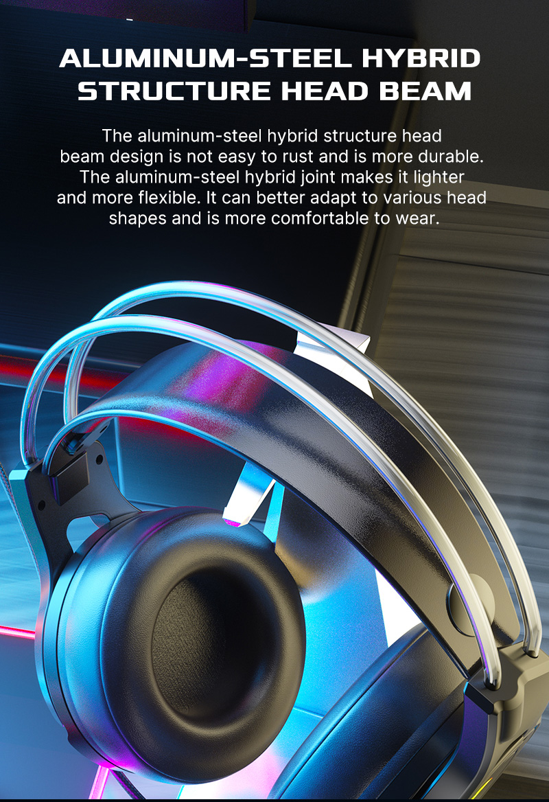 AULA S506 Wired RGB Gaming Headset, Stereo Sound, Closed Earmuffs Gaming with Adjustable Mic ...