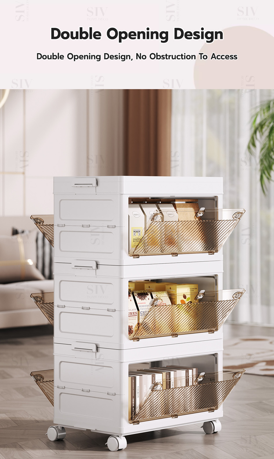 【Installation-free】SIV Foldable Storage Cabinet Folding Plastic Cabinet ...