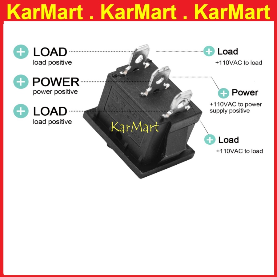 3 Pin Rocker Switch On/Off Mini Power Switch 3A 250V 6A/250V 10A 125V ...