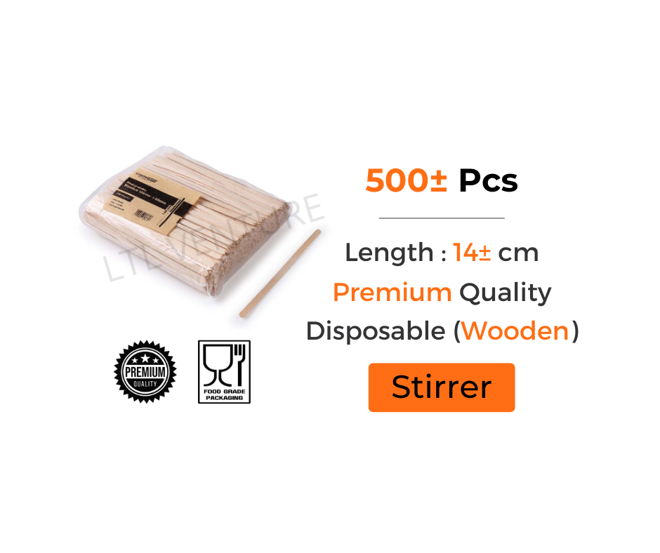 (500Pcs) Wooden Stirrer/Cutlery Disposable/Kayu Wood/Crystalwrap ...