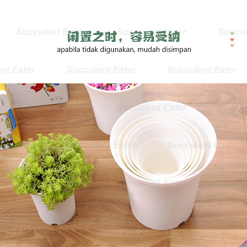 Flower Pot Pasu Bunga Round Thick Tall Plastic Succulent Cactus Pots ...