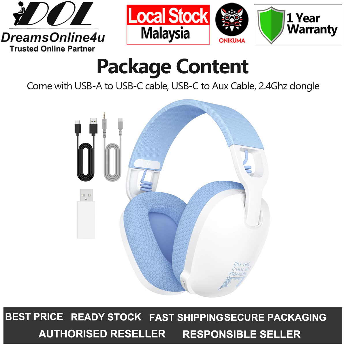 ONIKUMA B2 Headset Headworn Bluetooth 2.4Ghz Wireless Wired Three Mode ...