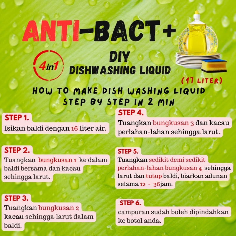 ANTI - BACT + DIY Dish Wash (17 Liters) – Eco-Friendly & Effective ...