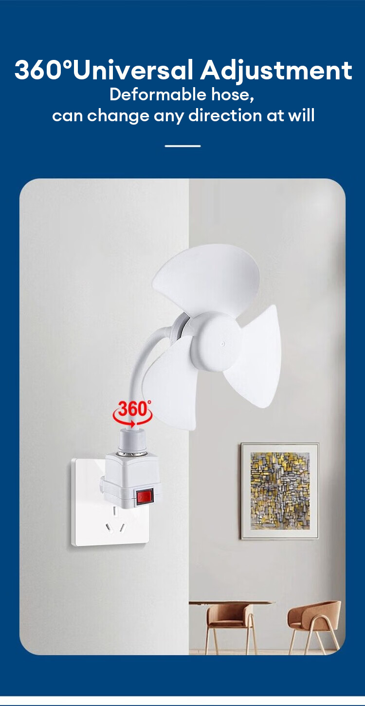 E27 Fan 360° Adjustable support Fan E27 Screw Small fan 10W High Power ...