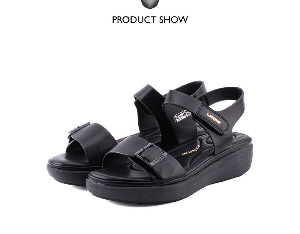 LARRIE Kasut Perempuan Mandy Buckle/Velcro Comfy Sandals - L82406 ...