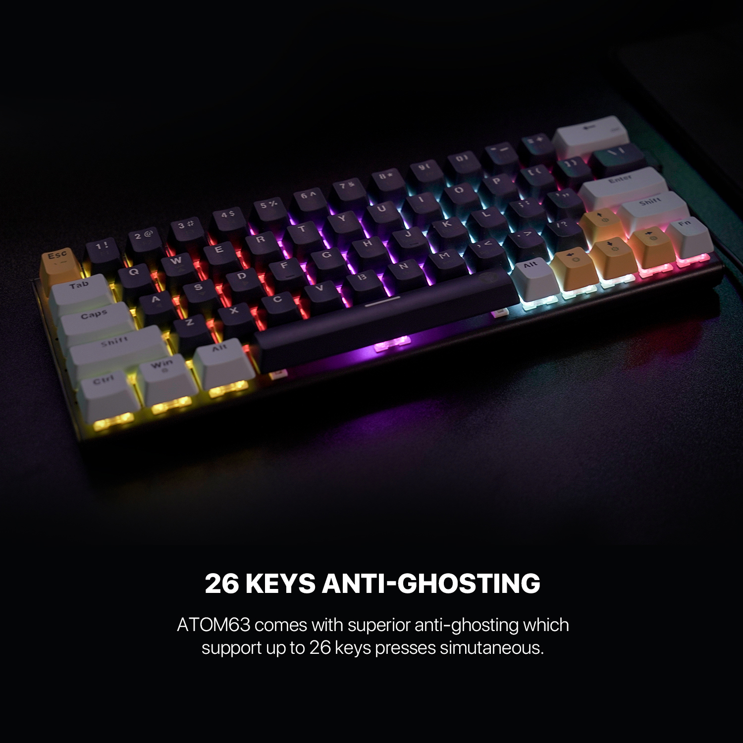 Fantech ATOM Mizu Series Gaming Mechanical Keyboard 60% 75% 95% ATOM 63 ...