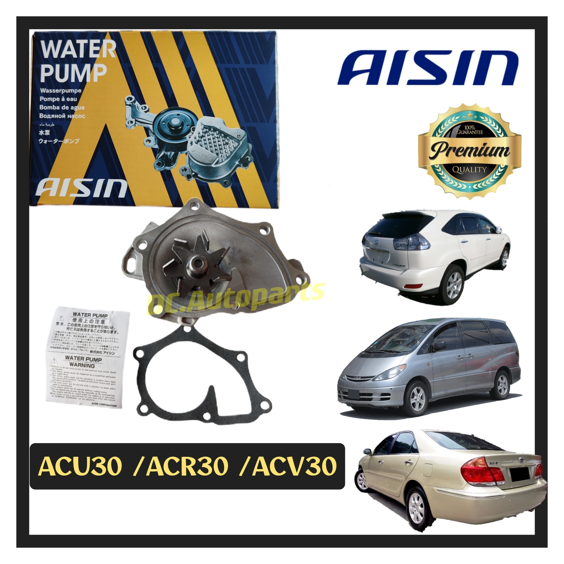 AISIN JAPAN WATER PUMP TOYOTA CAMRY ACV30 ACV31 ESTIMA ACR30 ACR40 ...