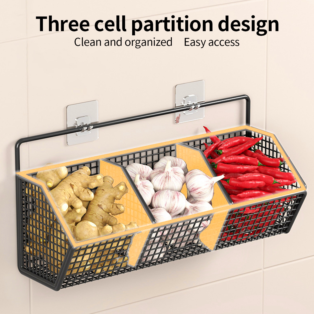 1/2/3 Grids Wall Mounted Onion Storage Basket Bekas Bawang Onion ...