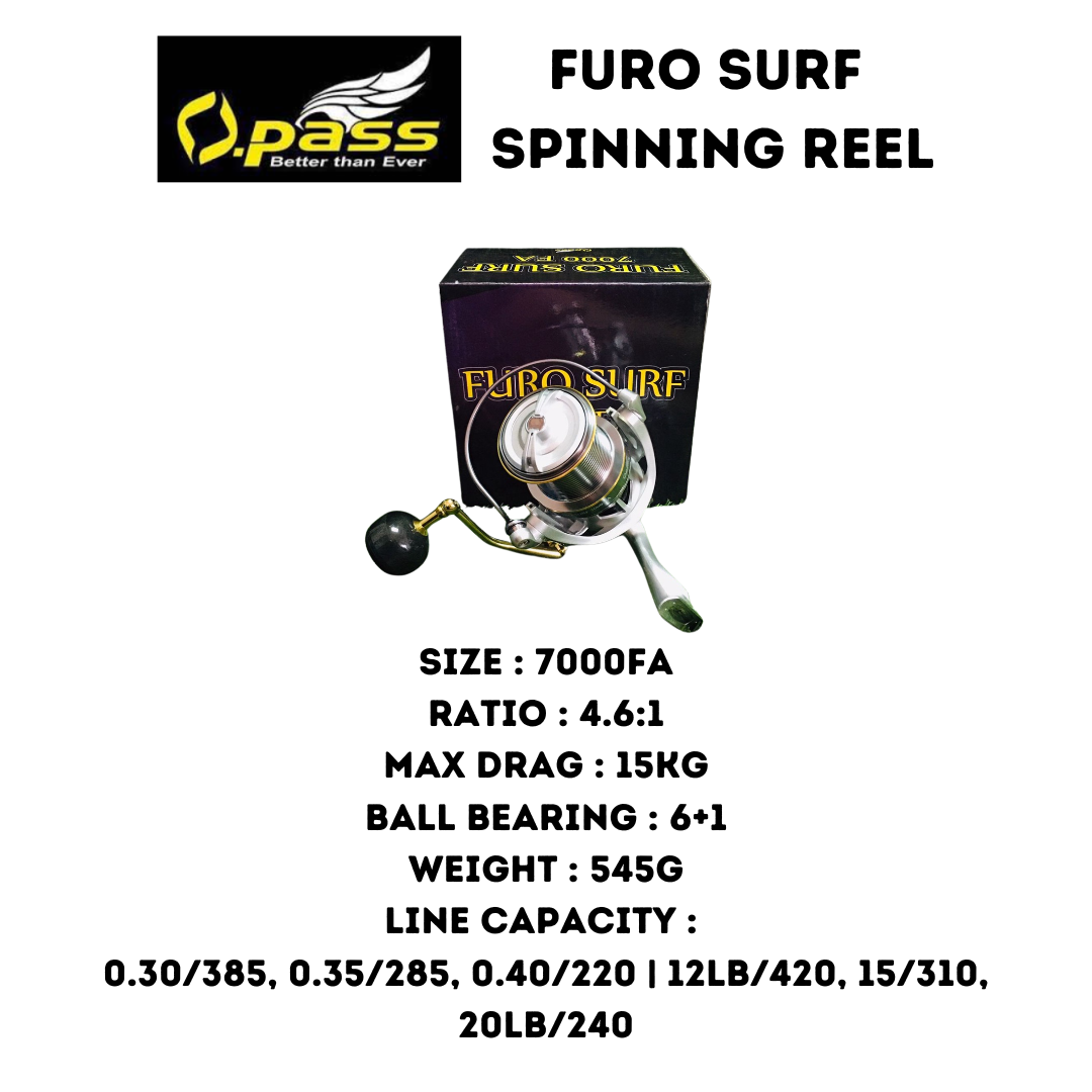 Opass Furo Surf 7000FA Spinning Surf Fishing Reel Mesin Pantai Surf ...