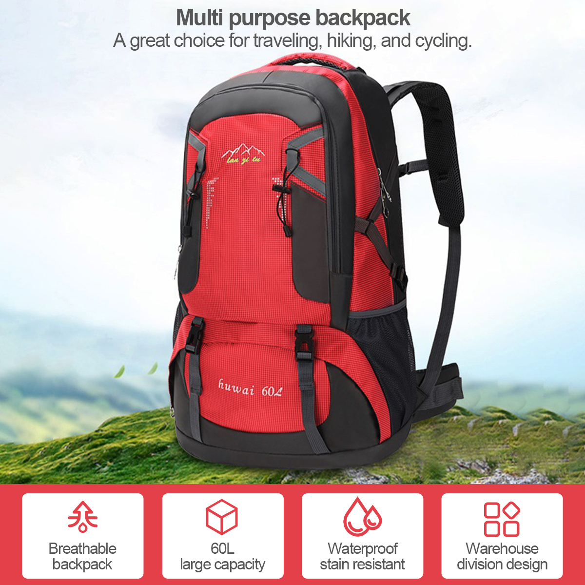 READY STOCK 60/40L BIG HIKING Bag Waterproof Travel Bag beg Outdoor ...