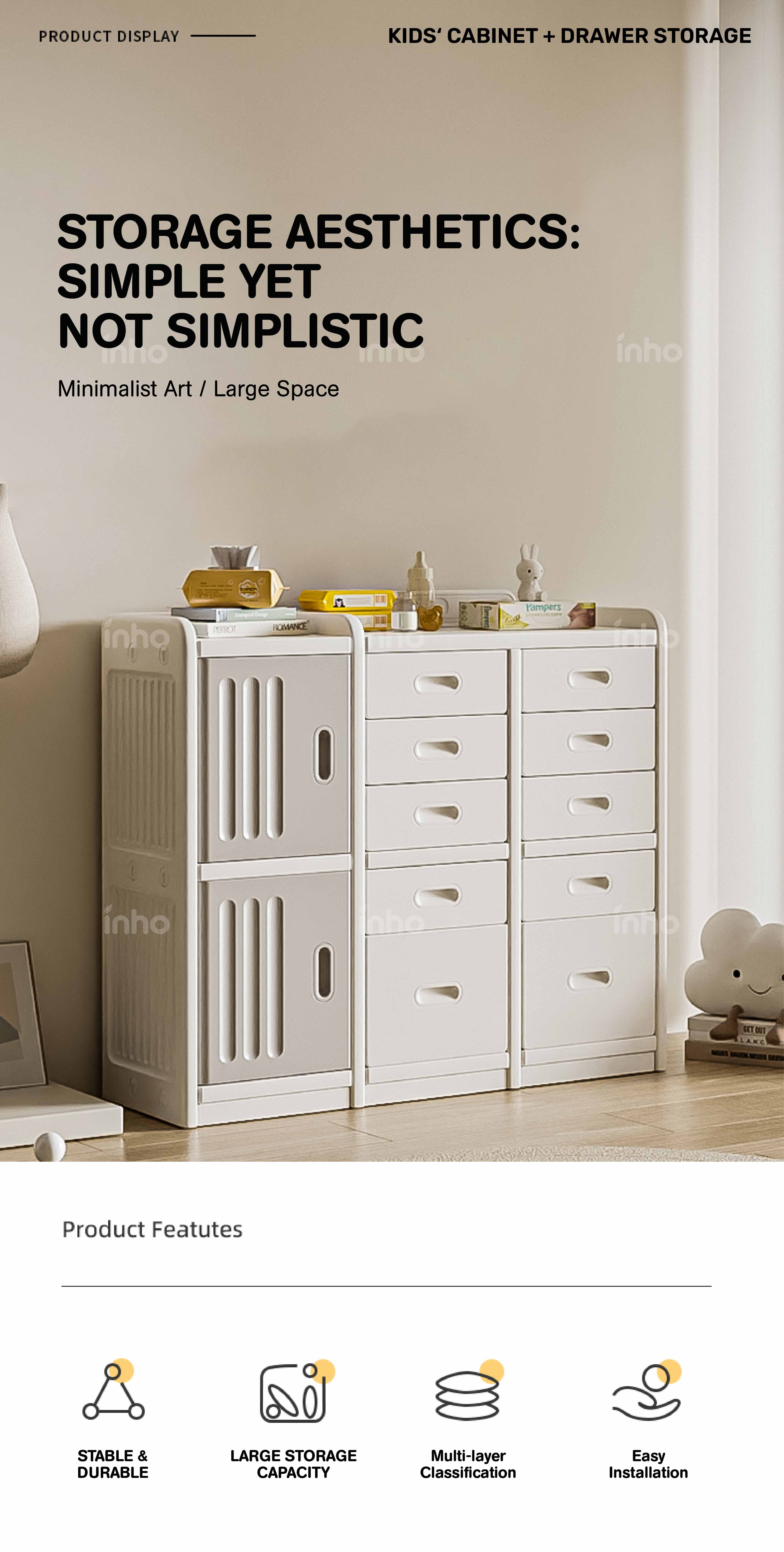 INHO L83-175cm Multifunctional Bedroom Living Room Child Utility ...